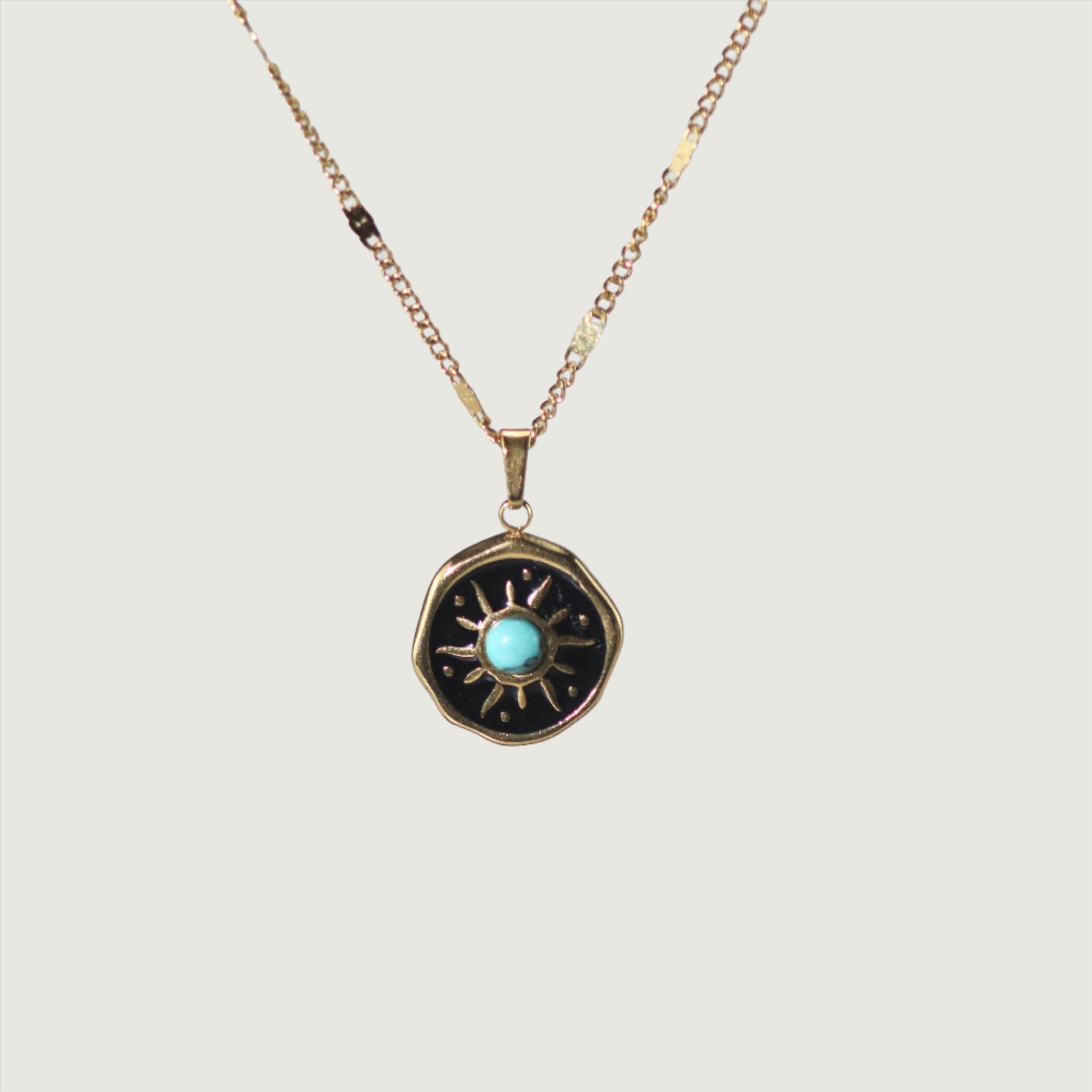 Turquoise Sun Medallion Necklace