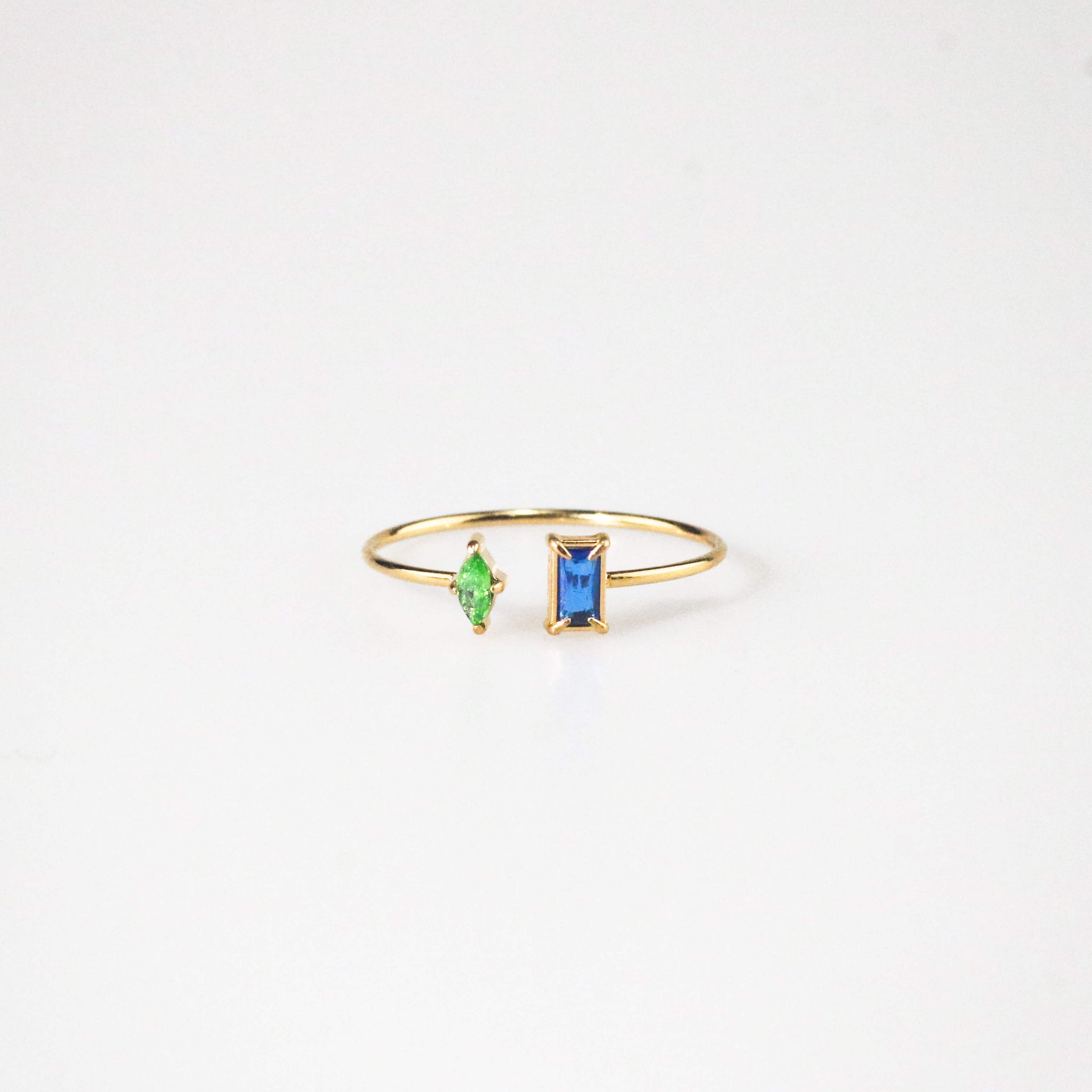 Sapphire and Peridot Open Ring