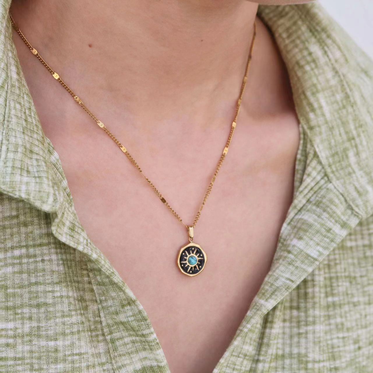 Turquoise Sun Medallion Necklace