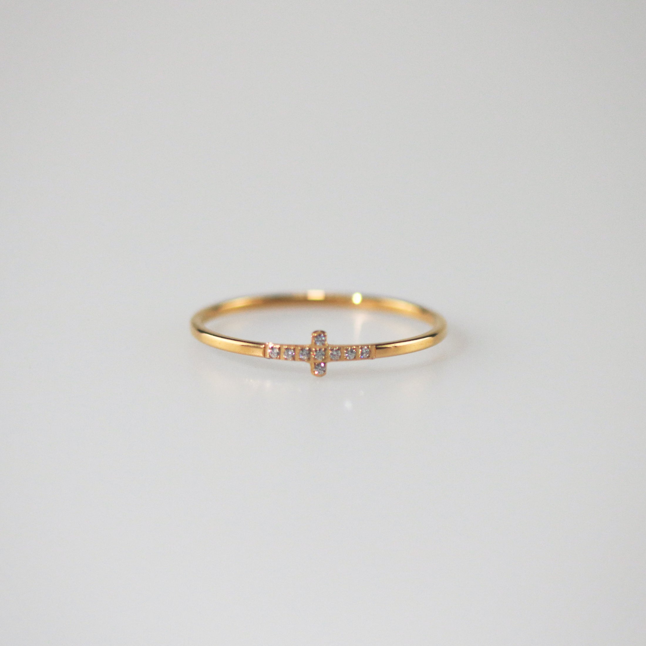 Delicate Pave Cross Ring