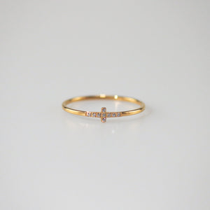 Delicate Pave Cross Ring