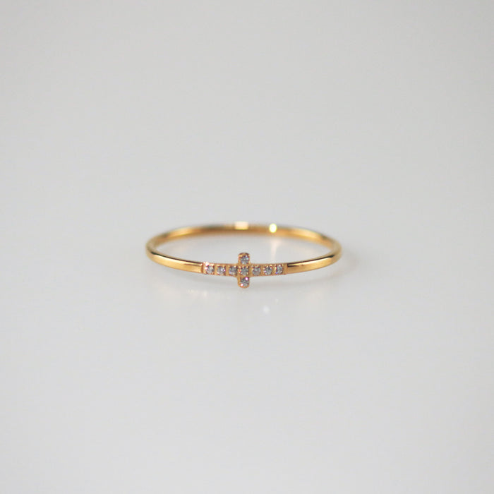 Delicate Pave Cross Ring