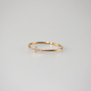 Delicate Pave Cross Ring