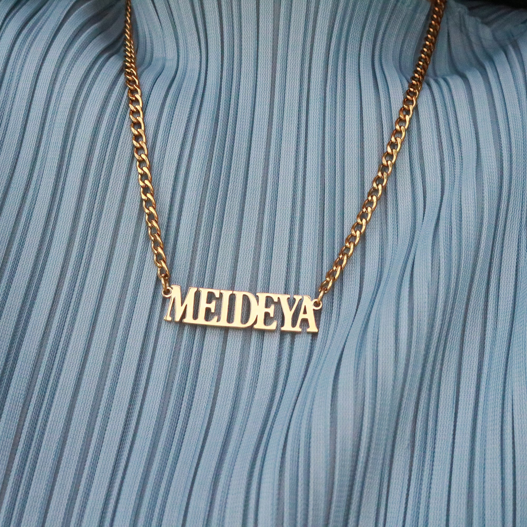 Customizable Steel Nameplate Necklace | Meideya Jewelry